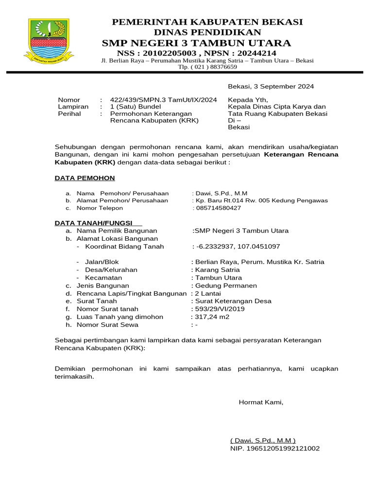 Formulir Permohonan KRK | PDF