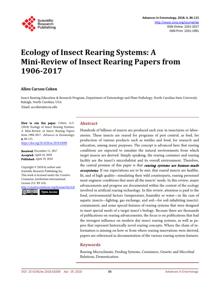 Ecology of Insect Rearing Systems - A Mini Review of Insect Rearing ...