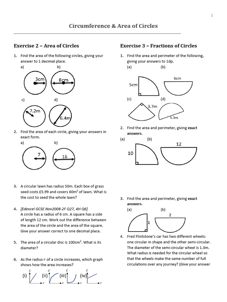 2 Area and Circumference of Circles Part 2 | PDF