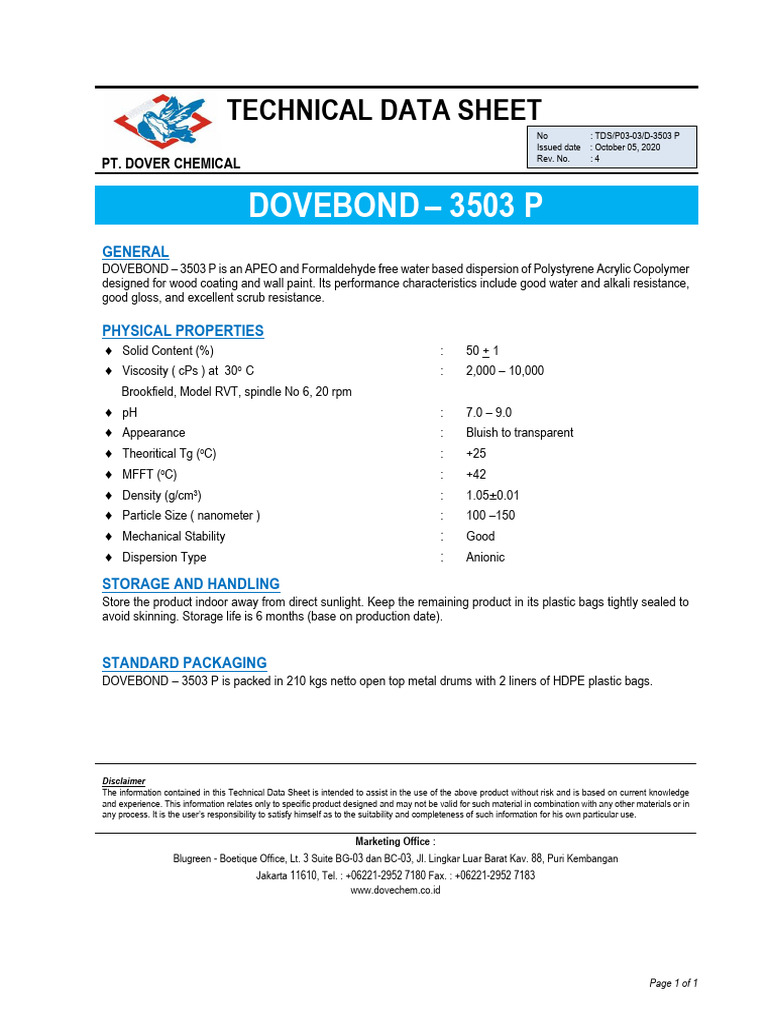 TDS Dover D-3503 P | PDF