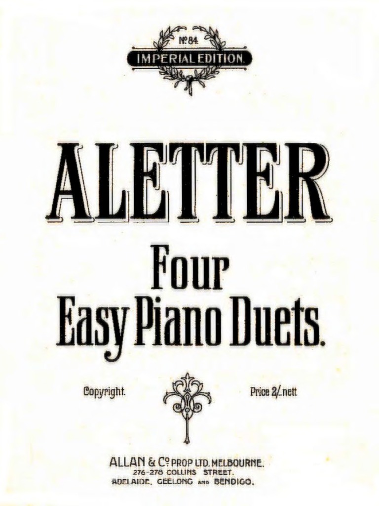 Aletter,_Wilhelm_4_Easy_Piano_Duets-2 | PDF