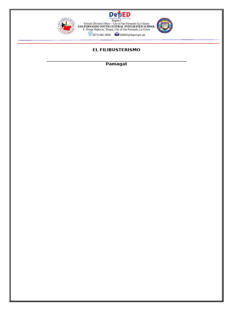 El Filibusterismo - Buod Format - Century Gothic - Size 11 - Bond Paper ...
