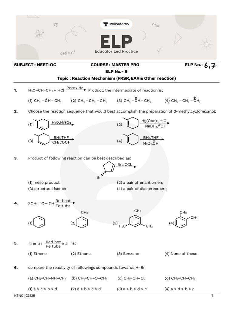 Reaction Mechanism ELP No. 6,7 | PDF