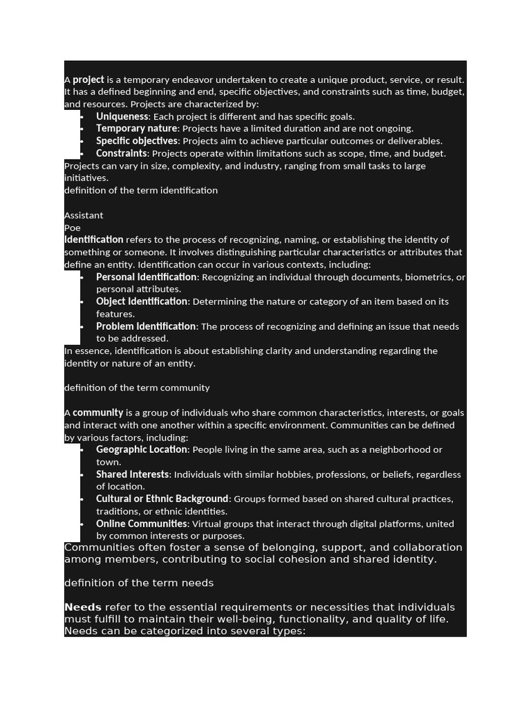 Project: Needs | PDF