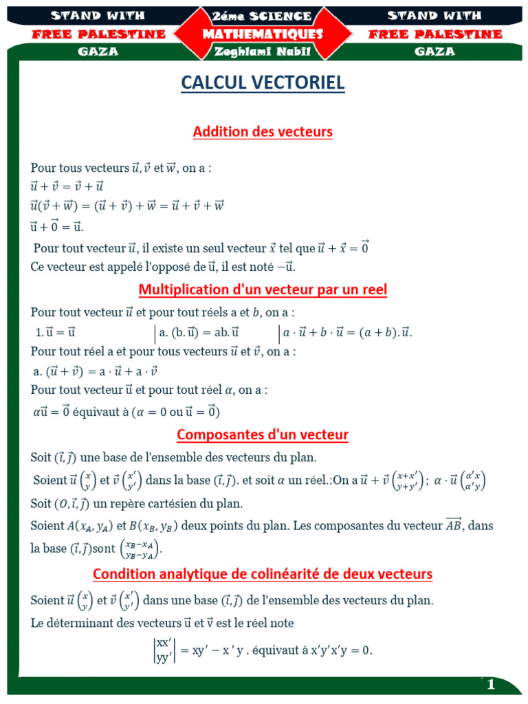 Résumée Calcul Vectoriel | PDF