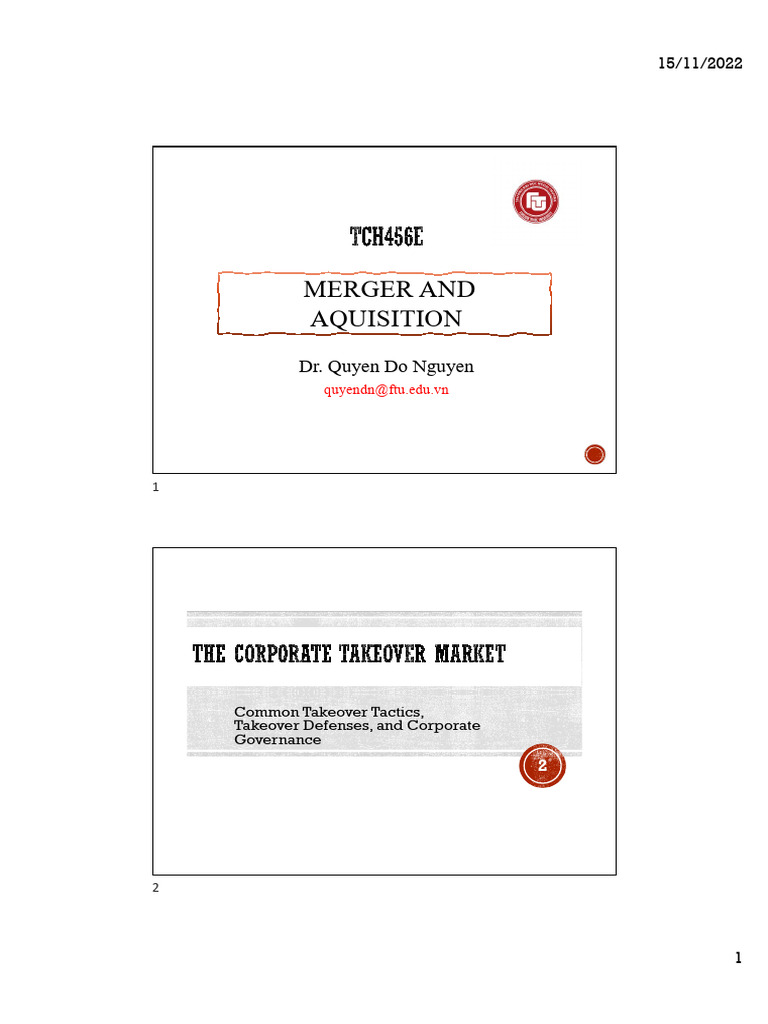 Chapter 3 Common Takeover Tactics and Defenses | PDF