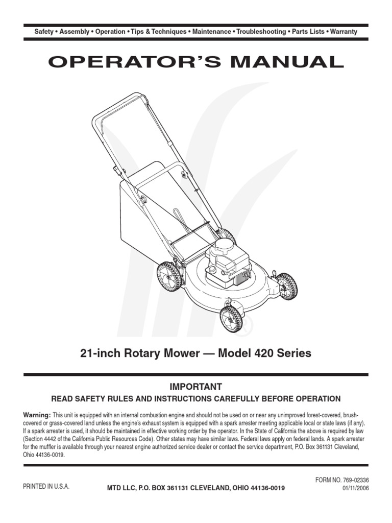 21-Inch Rotary Mower Manual | PDF