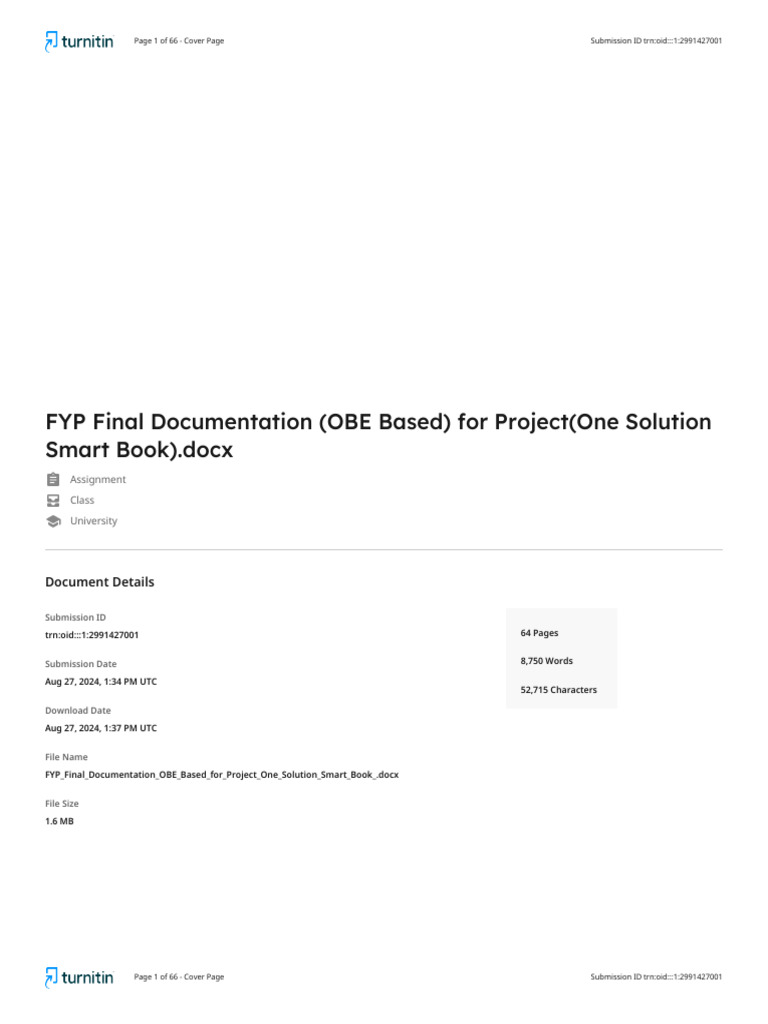 FYP Final Documentation (OBE Based) For Project (One Solution Smart Book) | PDF