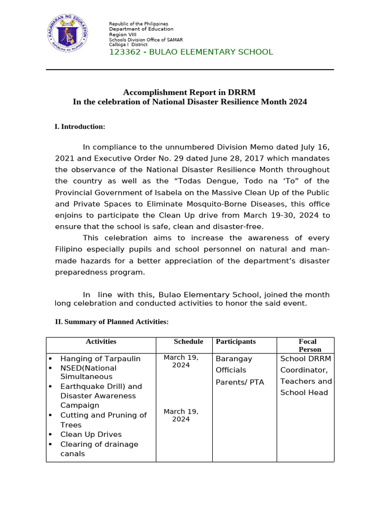 518887311-Accomplishment-Report-in-DRRM-resilience-month-2021 | PDF