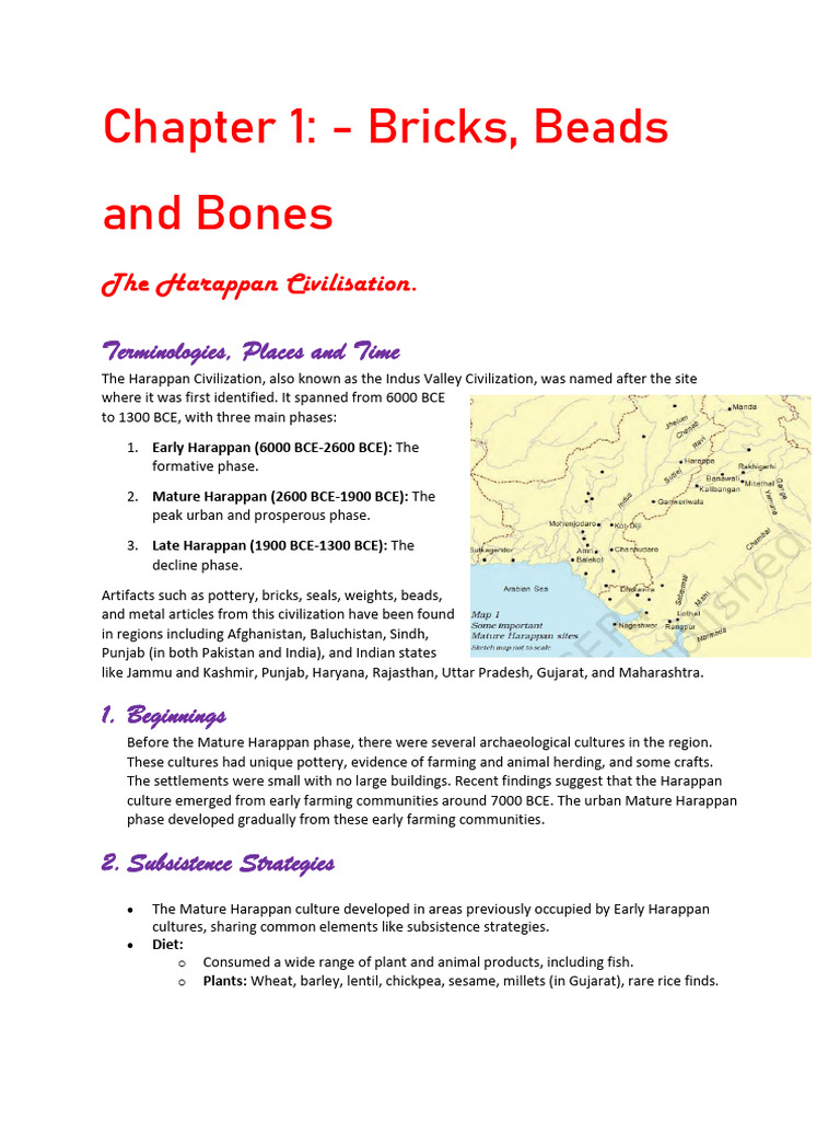 History Chapter 1 - Bricks, Beads and Bones | PDF