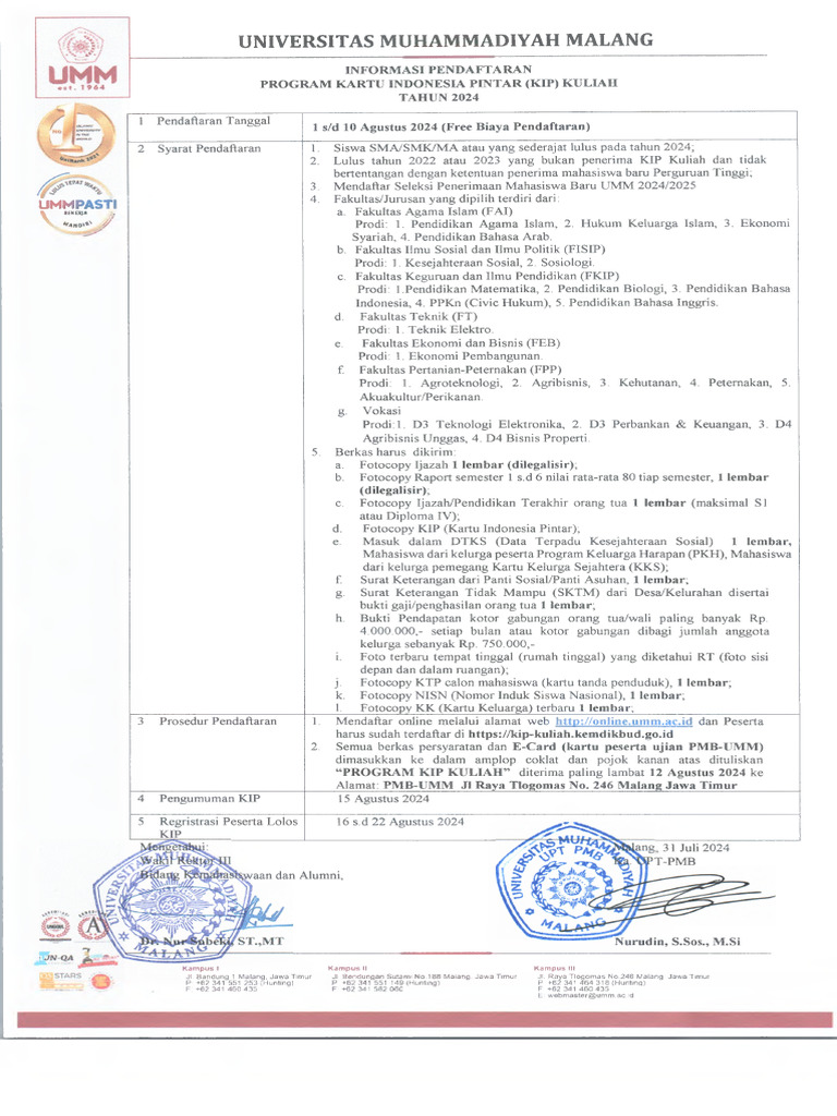 Informasi Pendaftaran KIPK 2024 | PDF