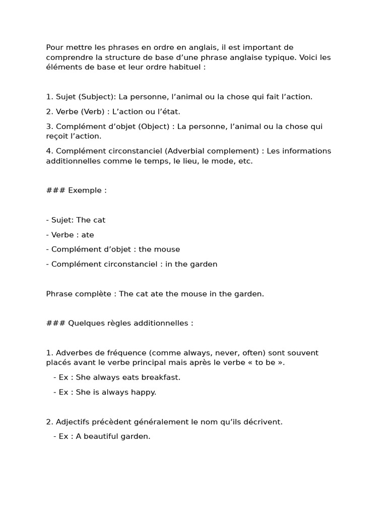 Ordonner Les Phrases | PDF