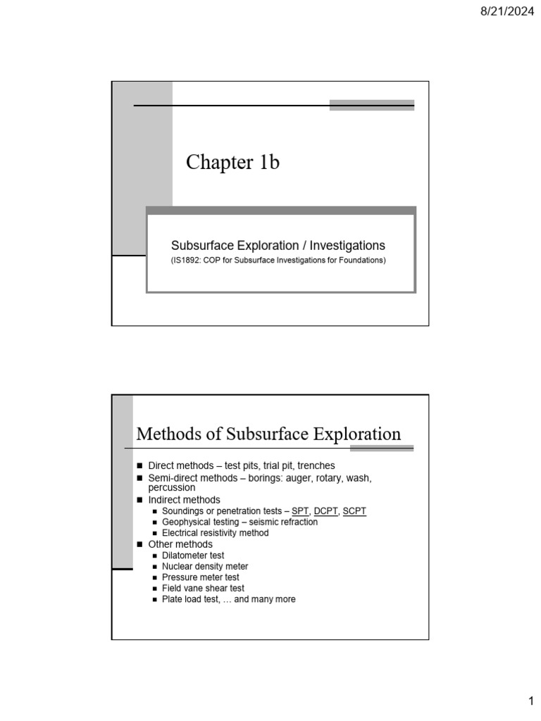 Ch1b Subsurface Exploration | PDF