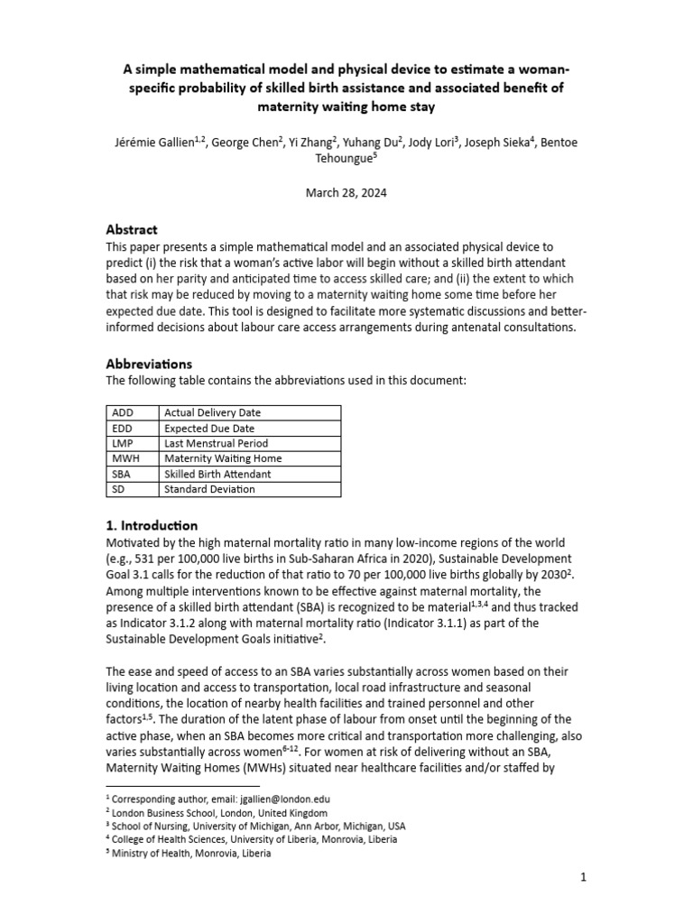 Model Tool Probability SBA and MWH Benefits March 28 | PDF