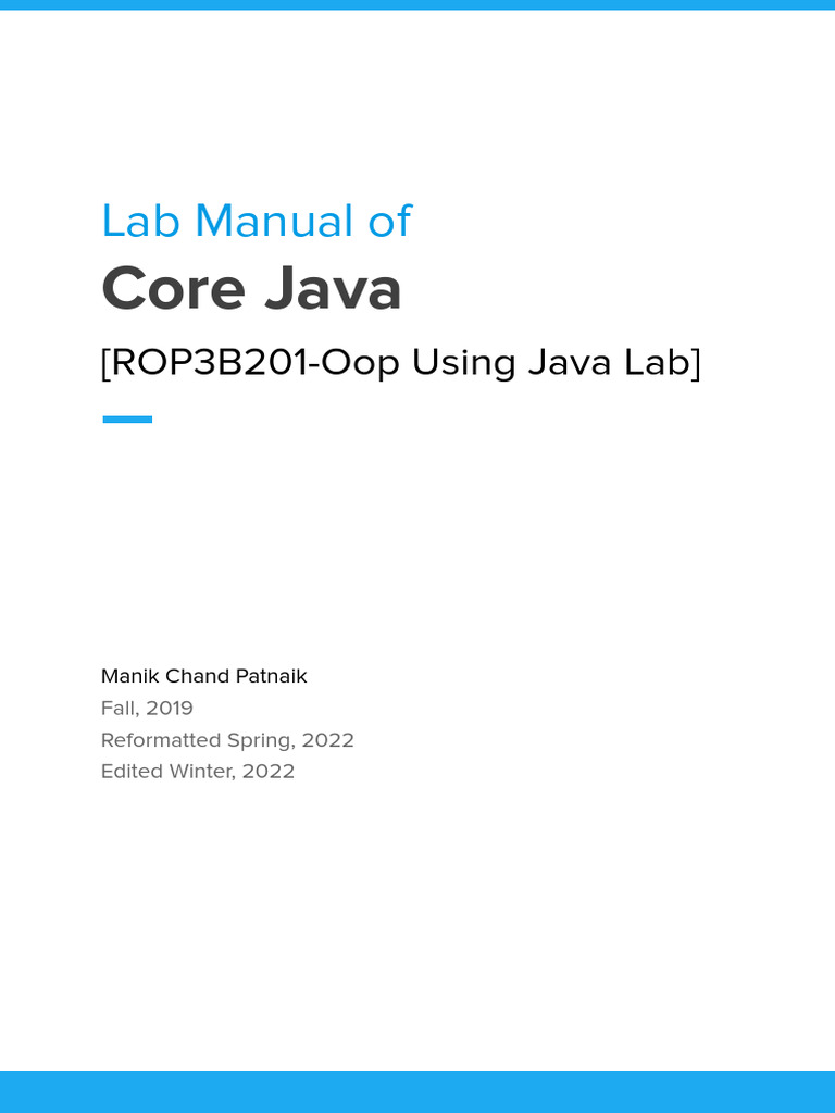 Lab Manual of Core Java-1 | PDF