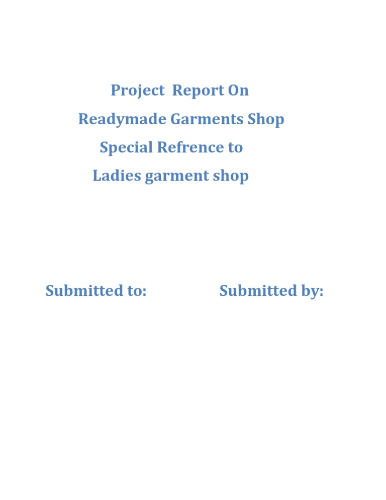 Readymade Ladies Garments Shop Report | PDF