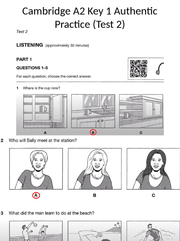Cambridge A2 Key 1 Authentic Practice (Test 2) | PDF