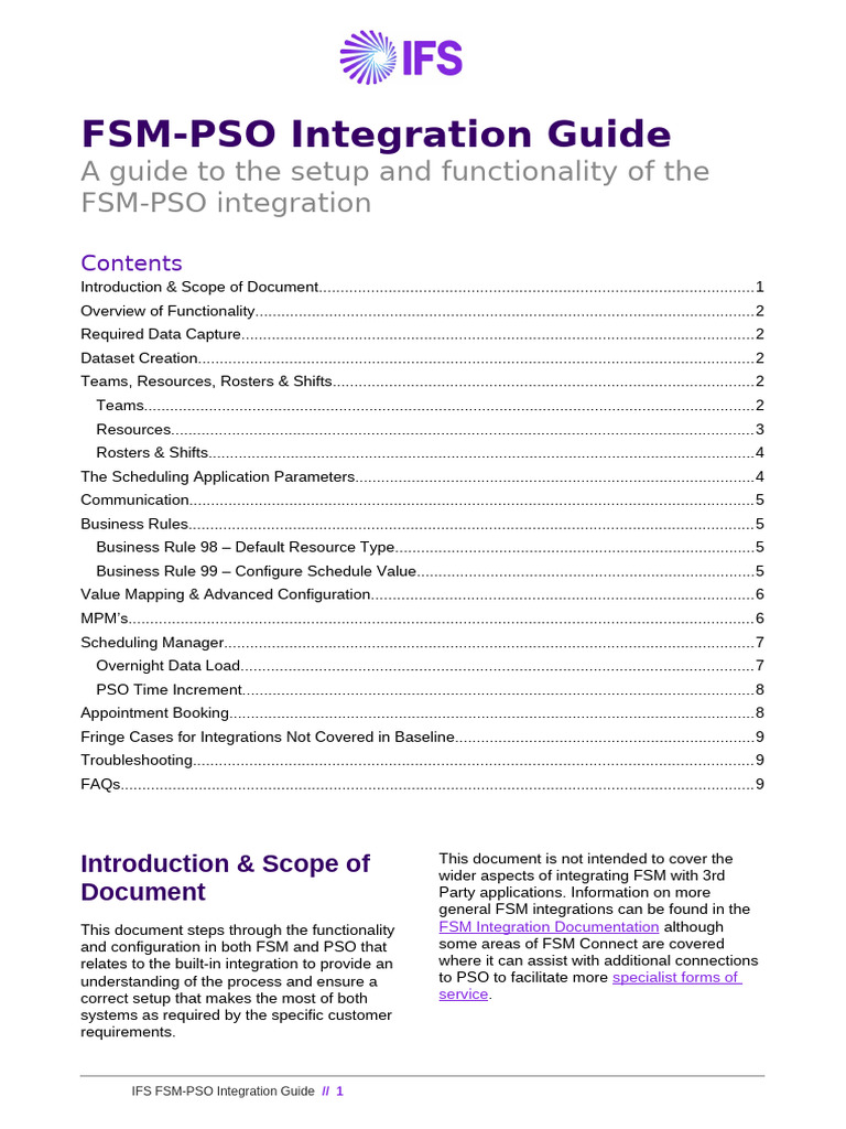FSM-PSO Integration Guide | PDF