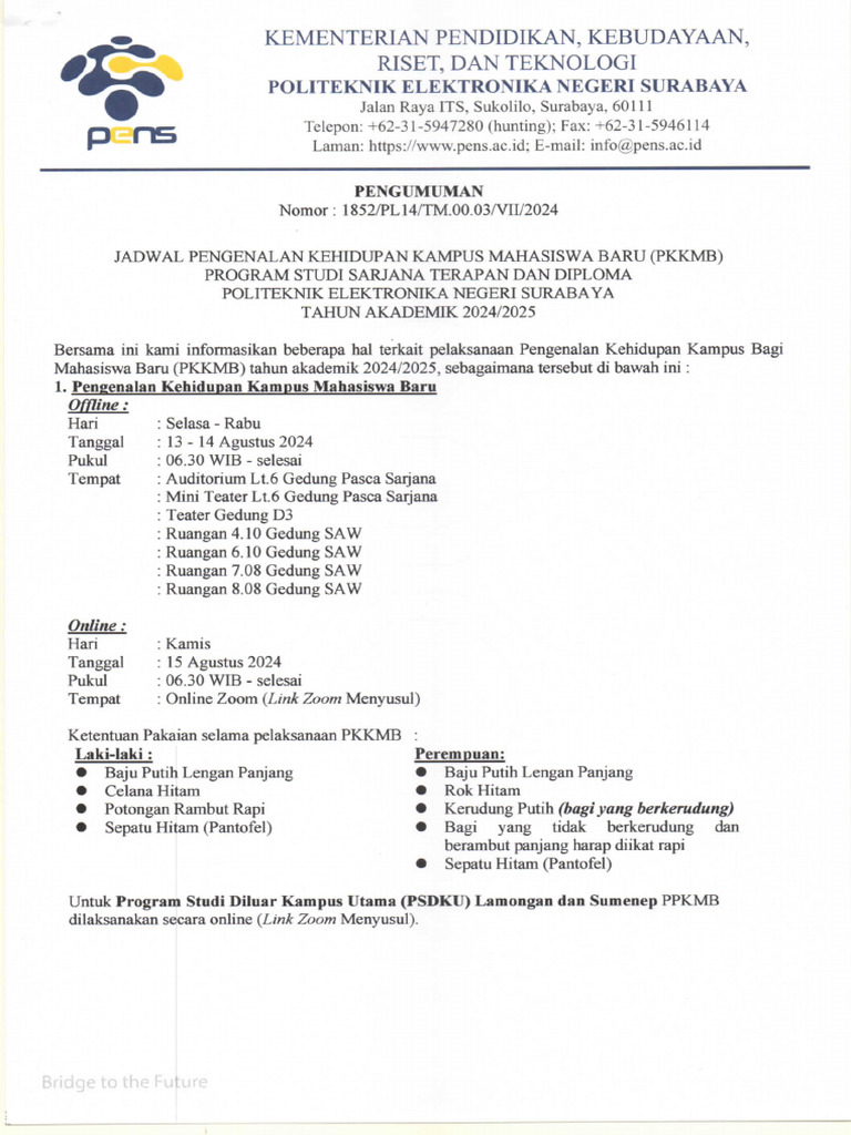 Jadwal PKKMB 2024 Revisi | PDF