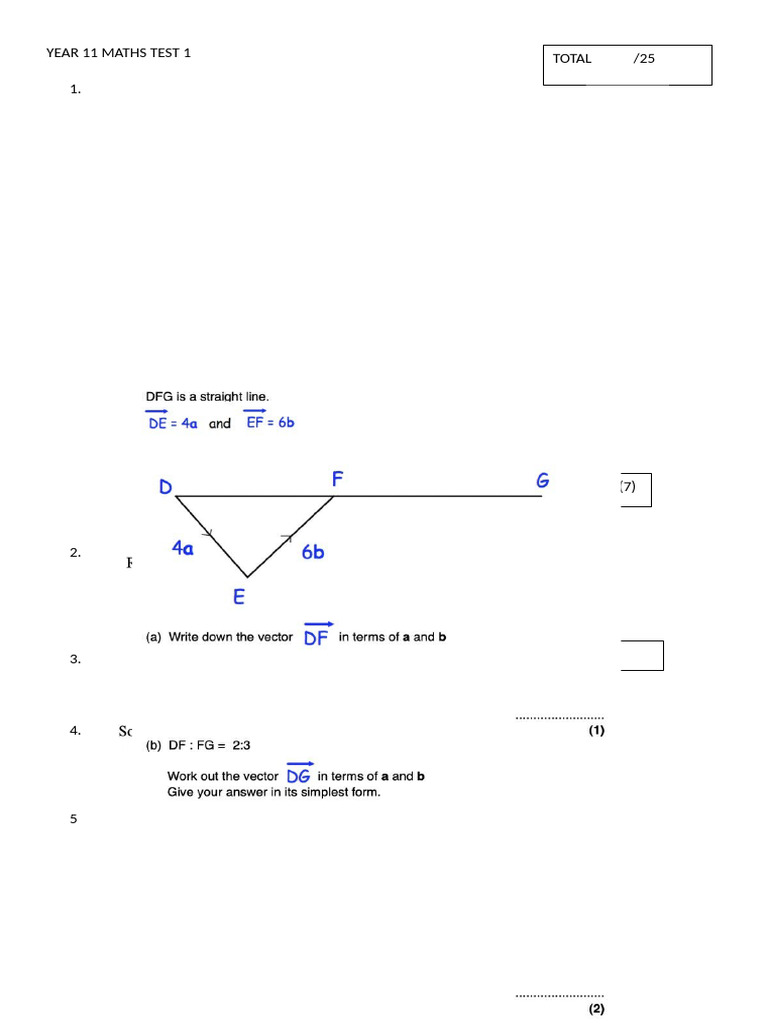 Year 11 Maths Test 1 | PDF