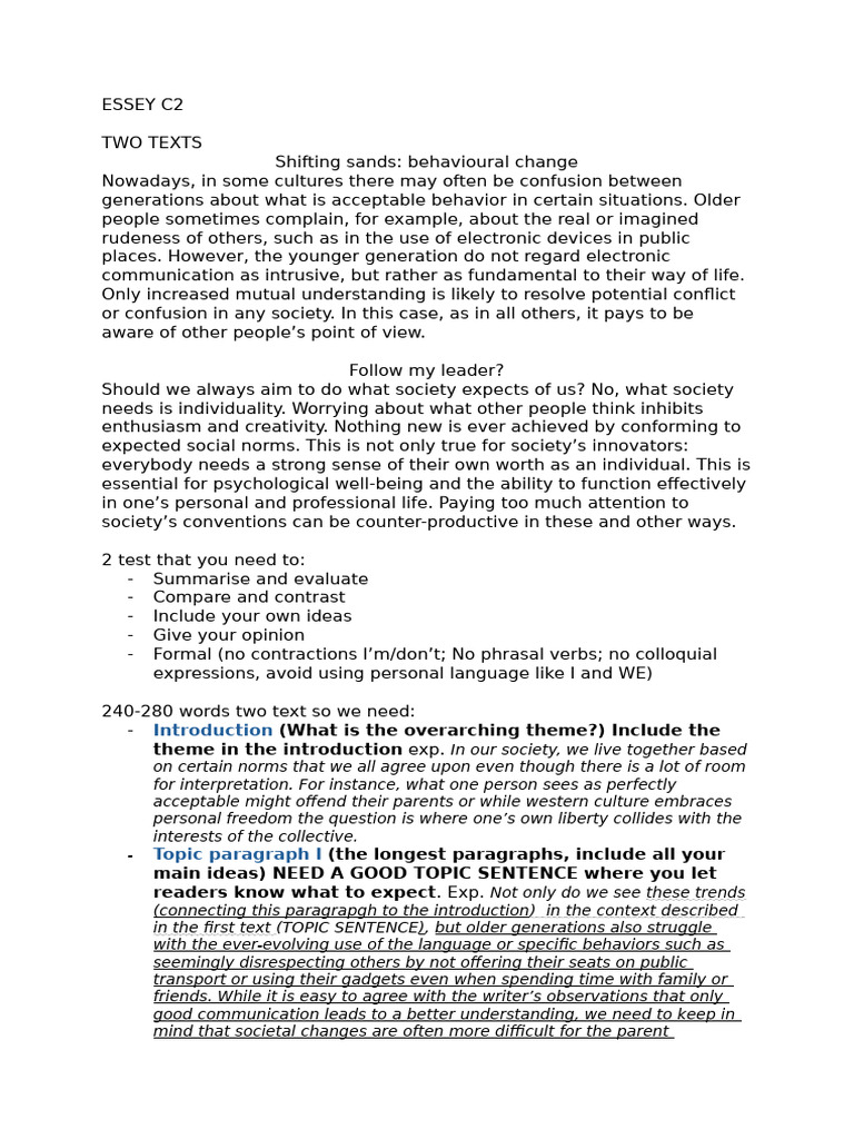 How To Write An ESSEY C2 | PDF