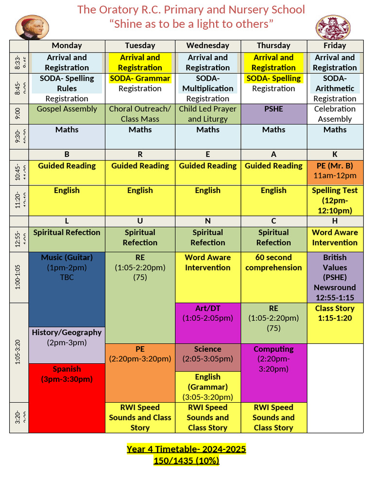 Year 4 Timetable | PDF