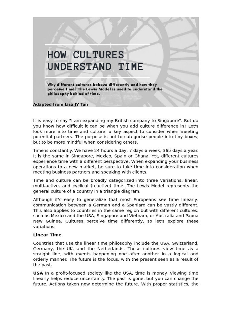 Reading Comprehension About Time in Different Cultures | PDF