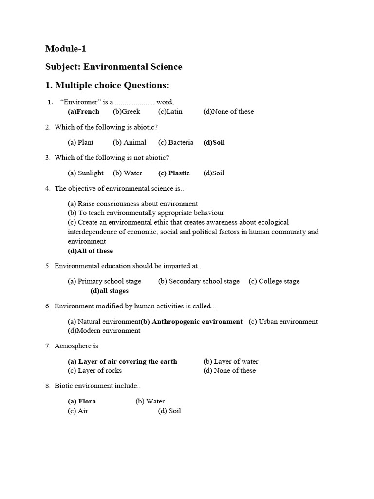 Evs Model Question 1 | PDF