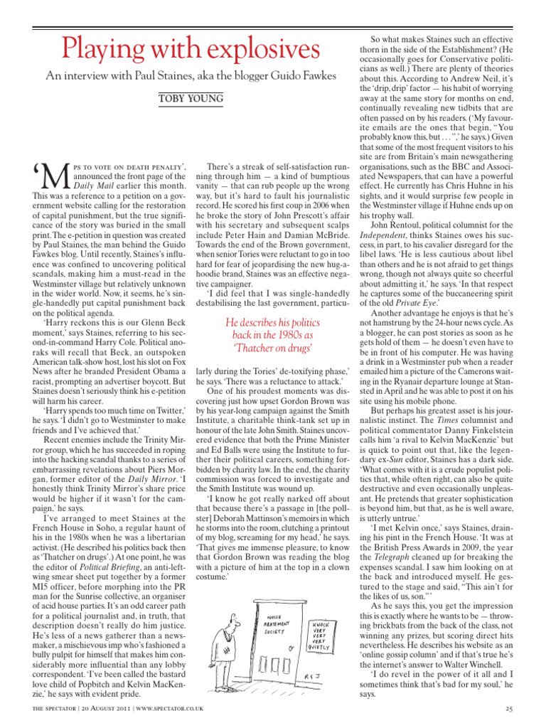Profile of Paul Staines The Founder of Guido Fawkes | PDF | Journalism