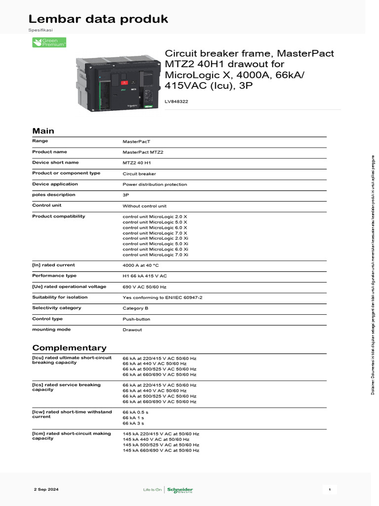 Schneider Electric - MasterPact-MTZ-ACB - LV848322 | PDF