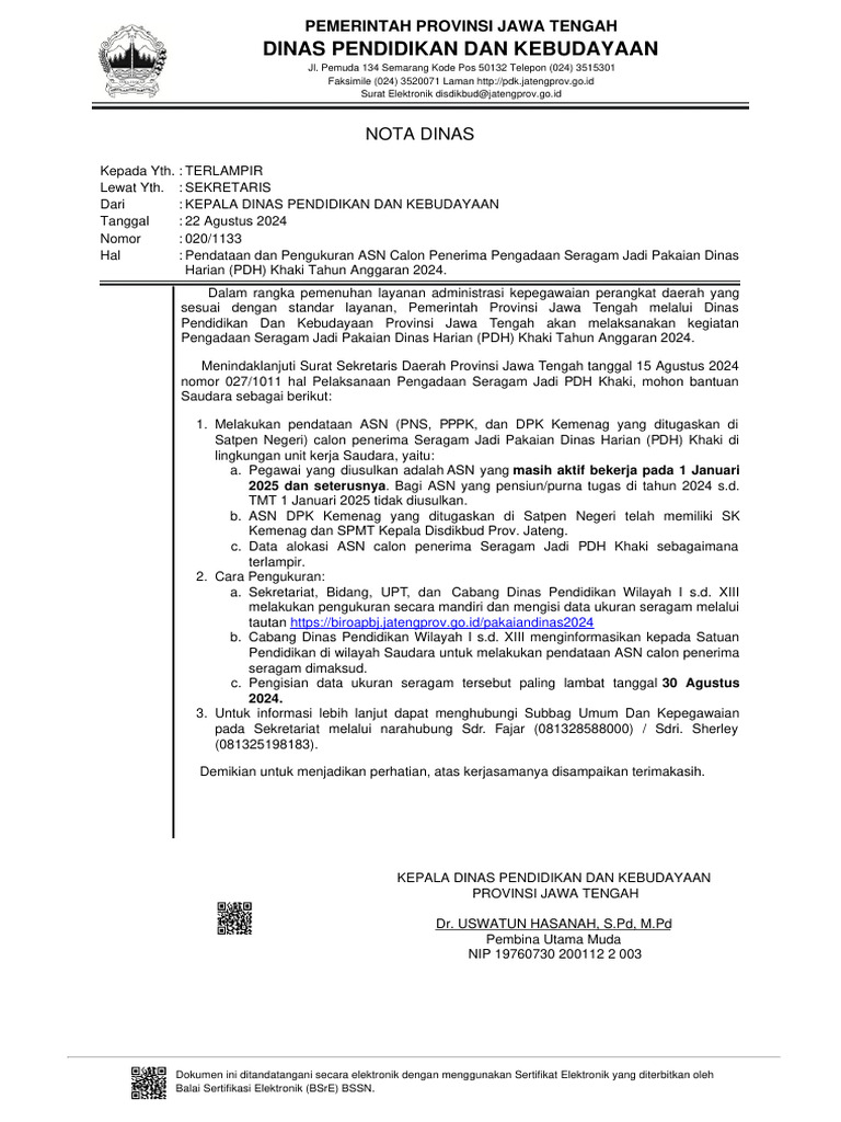 Pendataan Dan Pengukuran ASN Calon Penerima Pengadaan Seragam Jadi Pakaian Dinas-2-4 | PDF