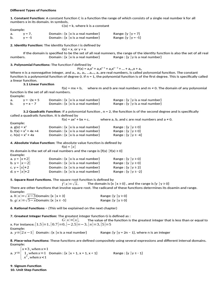 Different Types of Functions | PDF