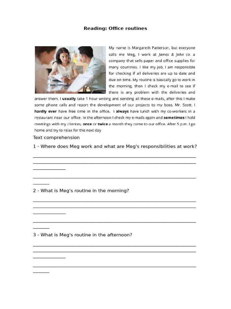 Office Routine Comprehension | PDF