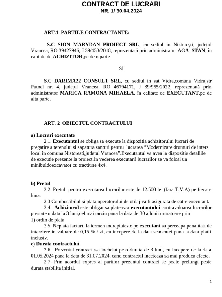 Contract de Lucrari | PDF