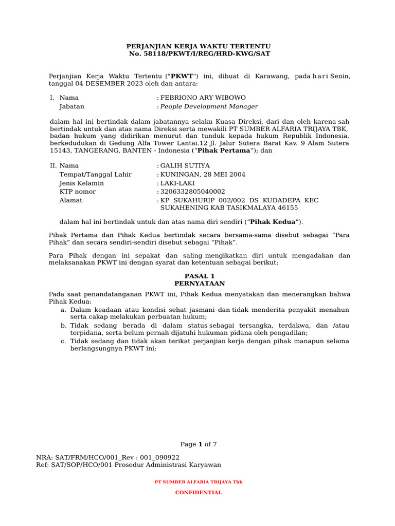 Sign - PKWT SAT - 1701749391965 | PDF