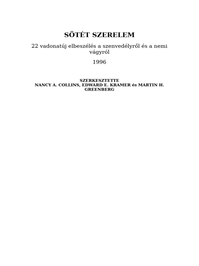 Sotet Szerelem - Antologia, Horror | PDF
