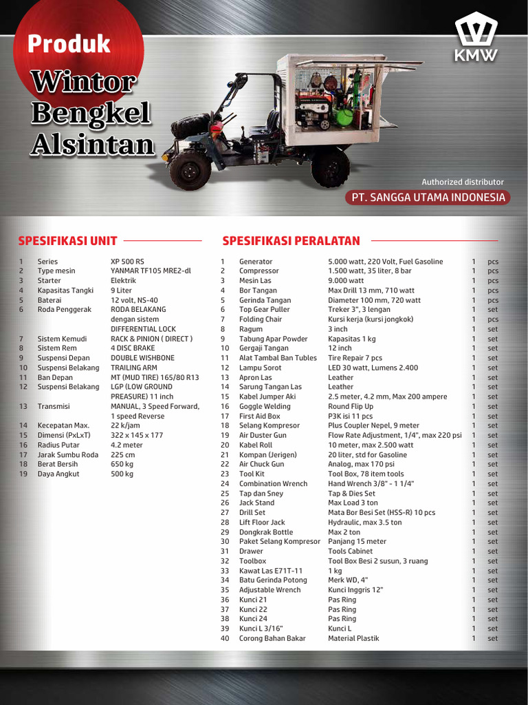 Wintor - Bengkel - Alsintan Brosur | PDF