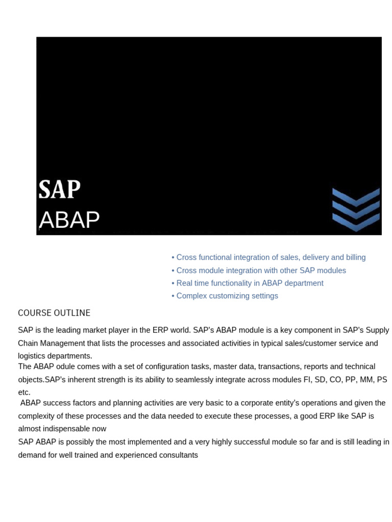 Sap ABAP Course Content PDF | PDF
