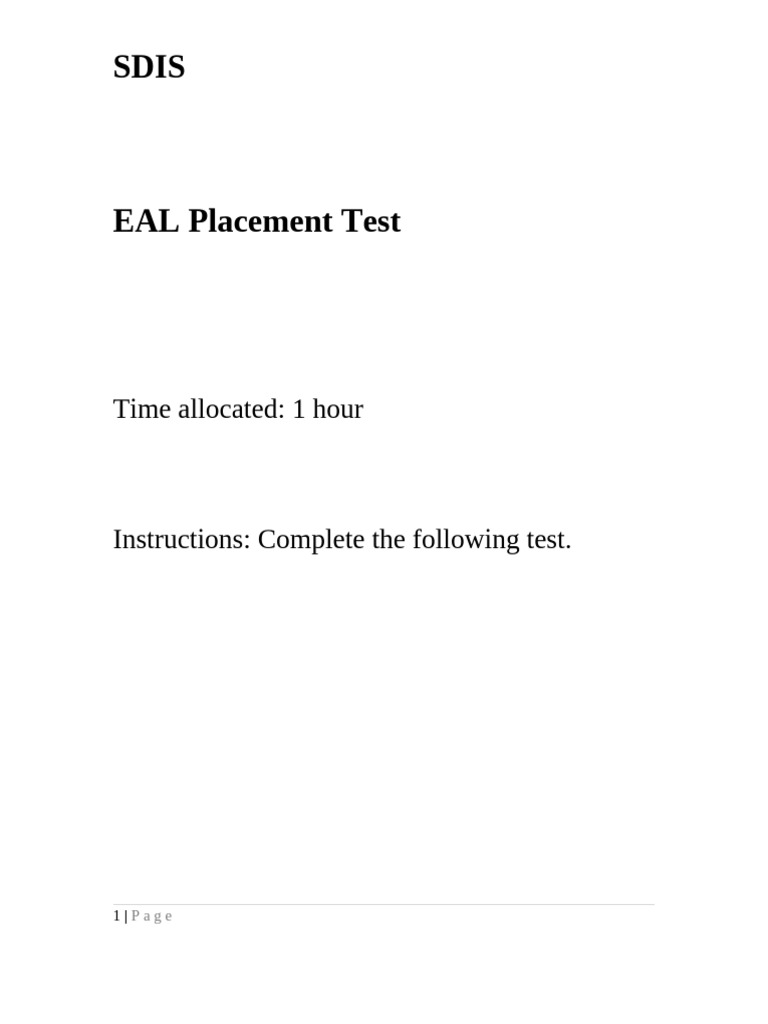 EAL Updated Placement Test | PDF