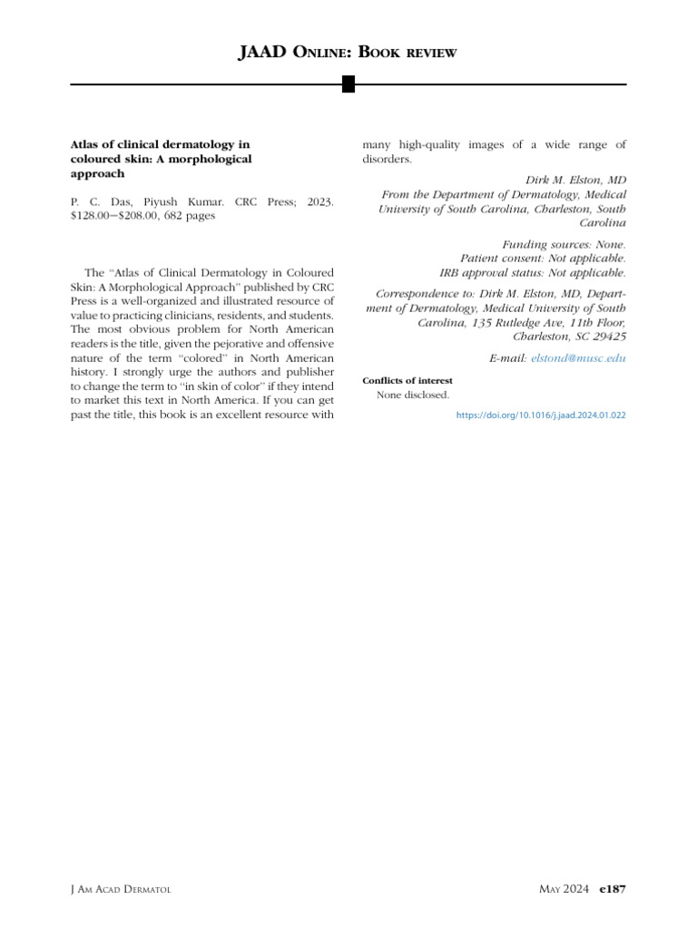 Atlas of Clinical Dermatology in Coloured Skin A | PDF