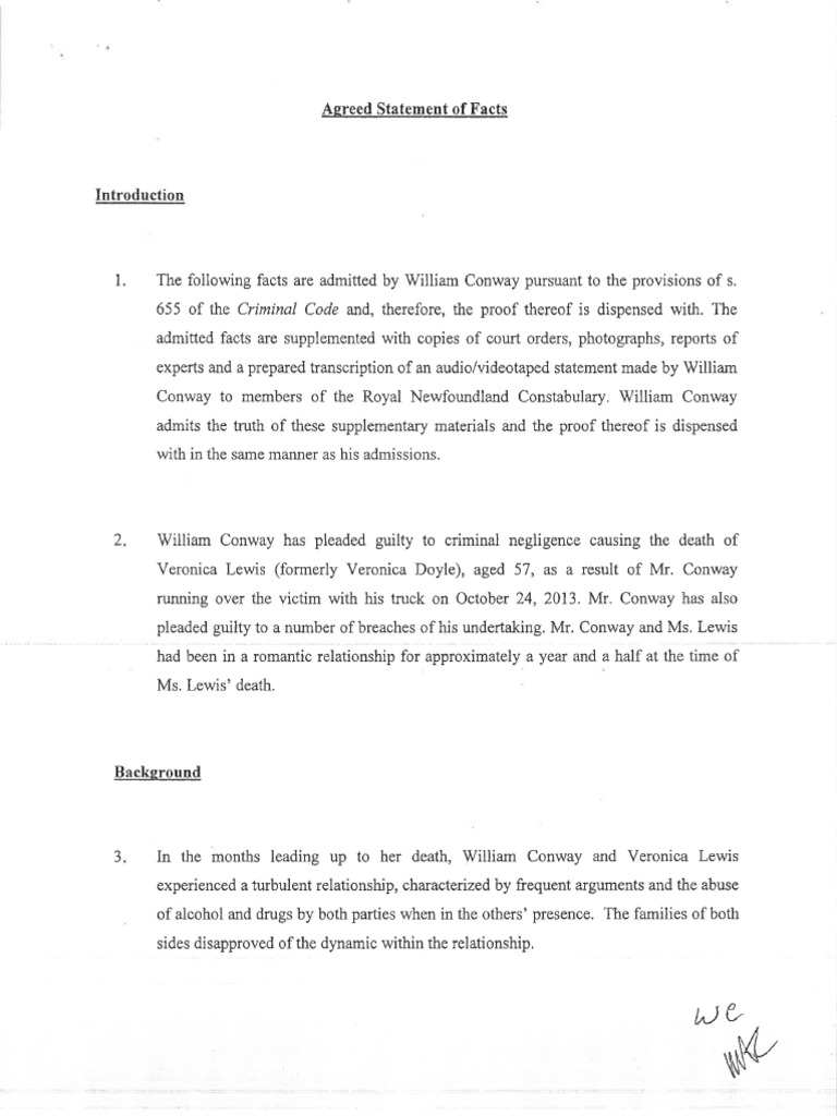 Sample For Agreed Statement of Facts For A Criminal Case | PDF