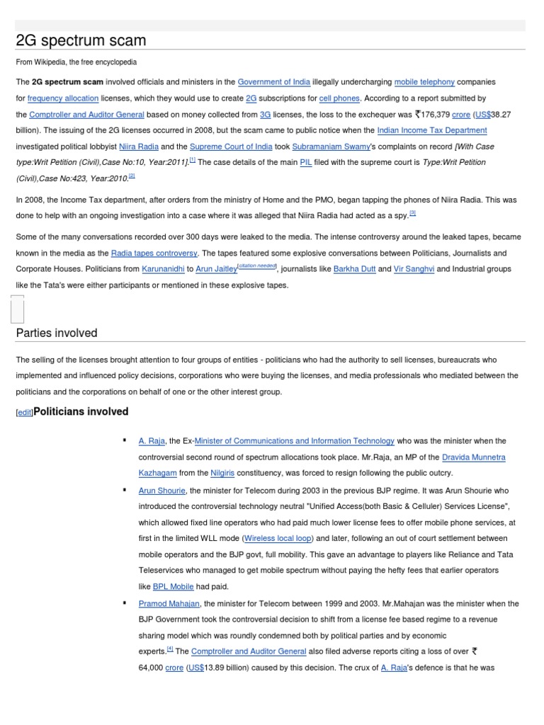 2G Spectrum Scam | Download Free PDF | Tamil Nadu | Politics Of India