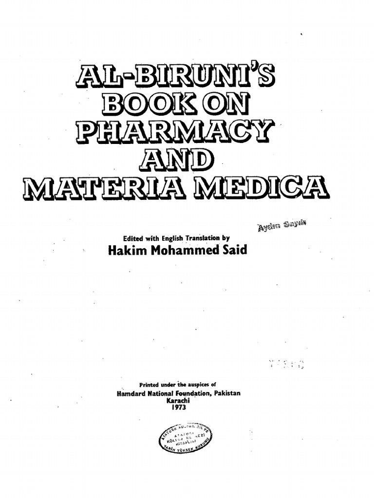 El Biruni Kitabus Saydane Fit Tib Arapca | PDF