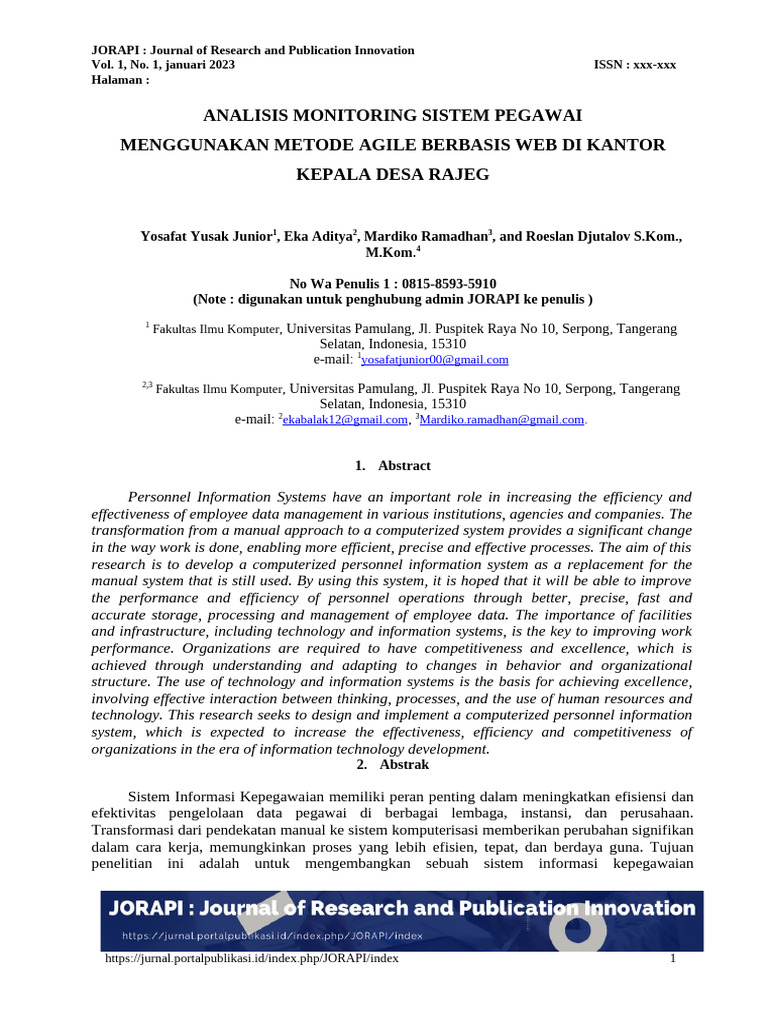 Journal Kerja Praktek Eka Aditya Universitas Pamulang | PDF