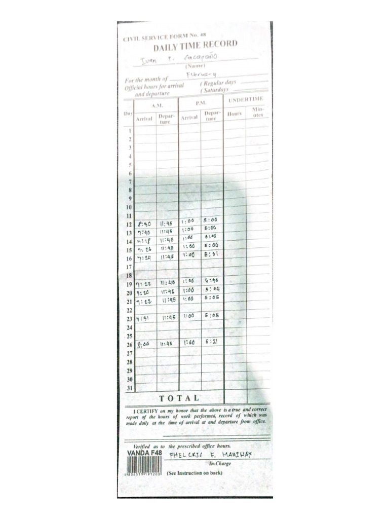 Civil Service Form No. 49 | PDF