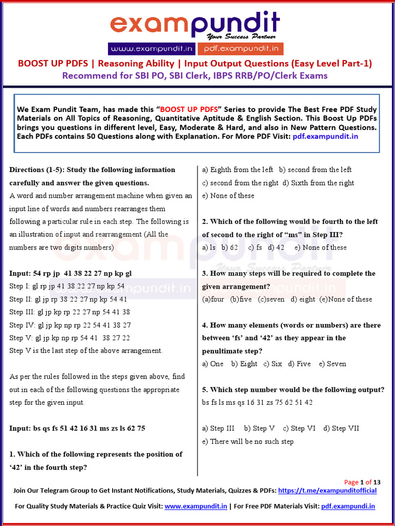Input Output Questions Easy Level Part 1 Boost Up Pdfs | PDF