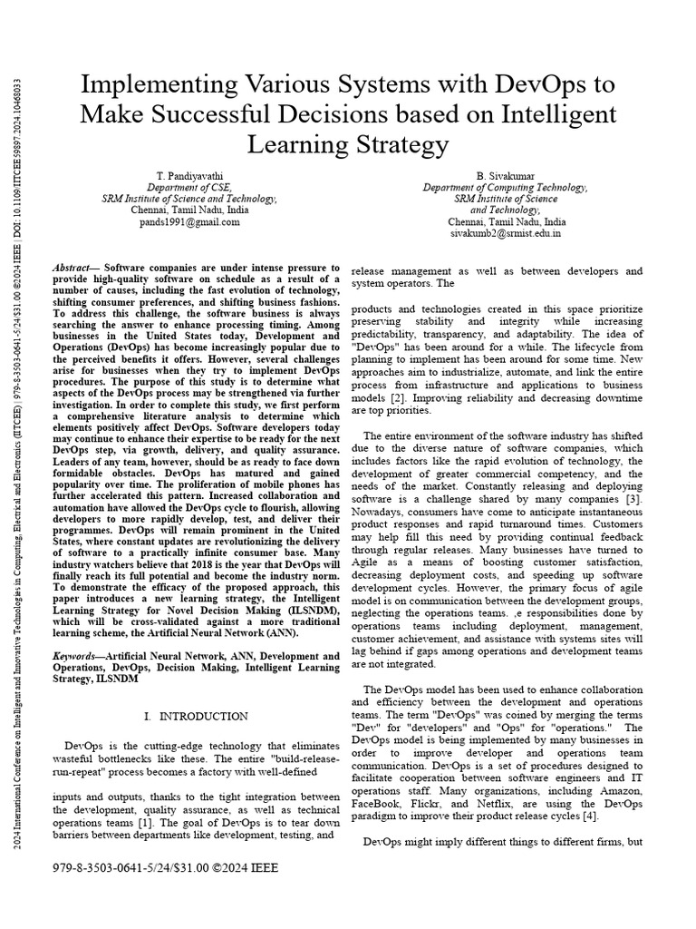 Implementing Various Systems With DevOps To Make Successful Decisions Based On Intelligent ...