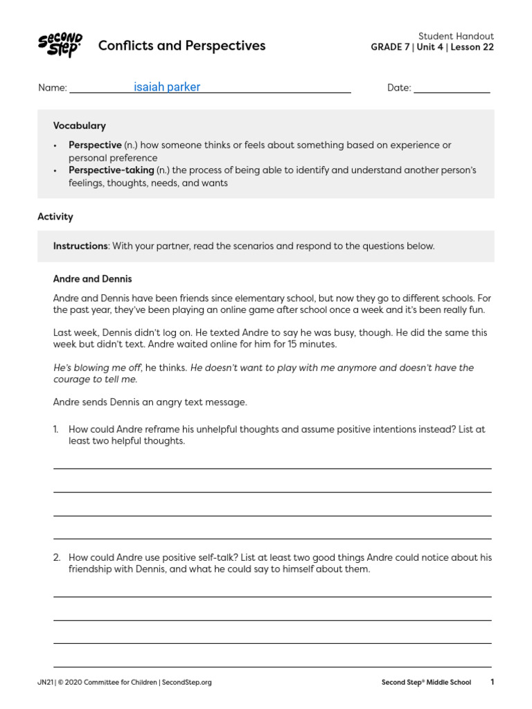 Kami Export - Isaiah Parker - Lesson2unit3 | PDF | Self-Improvement