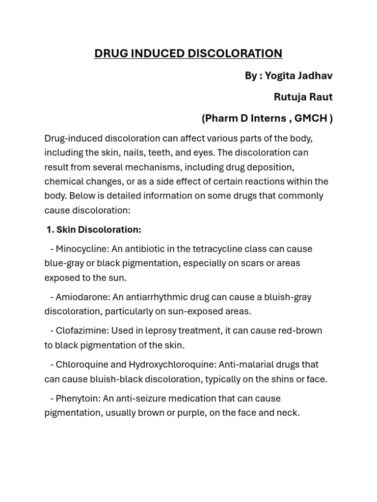Drug Induced Discoloration | PDF