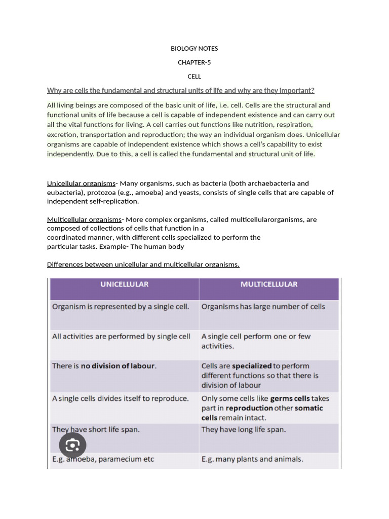 BIOLOGY NOTES (1) | PDF